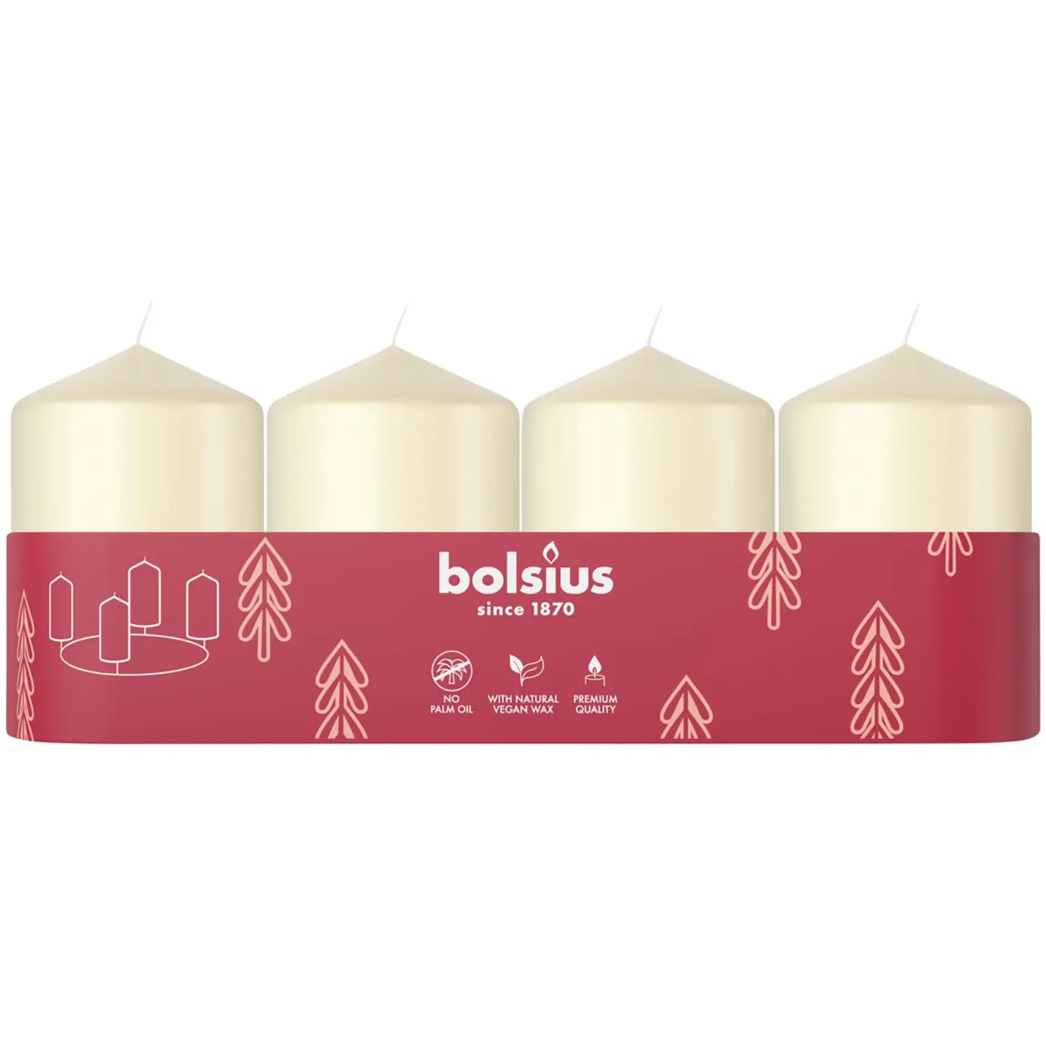 Bolsius stump candles 4 pcs 60/40 mm - Cream at CWStore